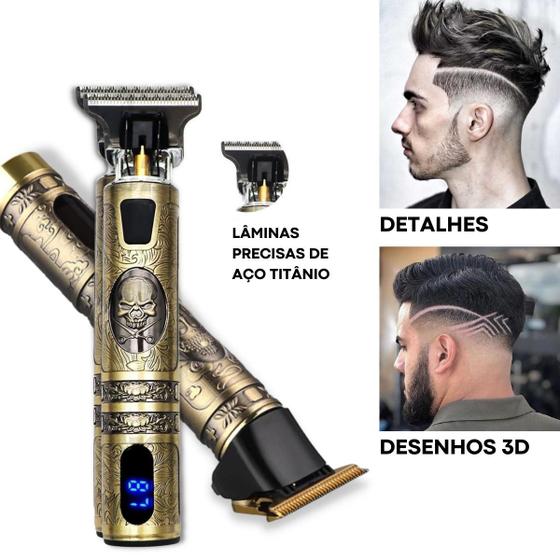 Máquina De Barbear Profissional com Led Original Premium Ultra Afiada ...