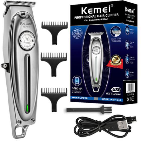 Máquina De Cortar Cabelo Profissional Sem fio Kemei KM-1949 110V/240V Prata - Máquina de Cortar ...