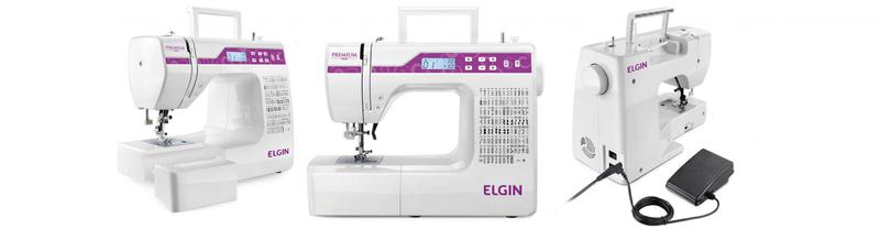 Maquina de costura Elgin Premium JX-1000 100 pontos úteis Branco / Rosa ...