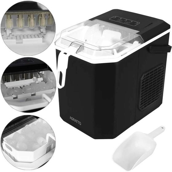 Maquina de gelo 12 Kg com sensor de cesta cheia preta - MG-01 - Agratto ...
