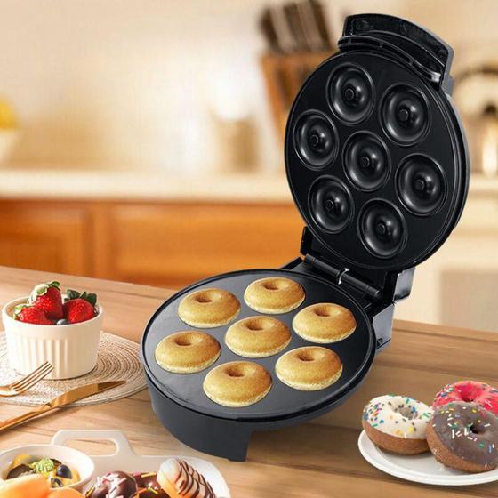Máquina Mini Donuts Rosquinhas 7 Donuts Confeitaria Padaria Culinária 110v Preta - Donut Maker ...