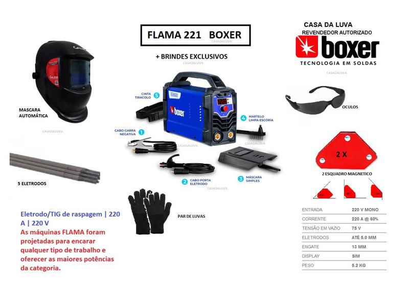 Maquina Solda Inversora Flama 221 Mascara Autom E Esquadros - Boxer ...