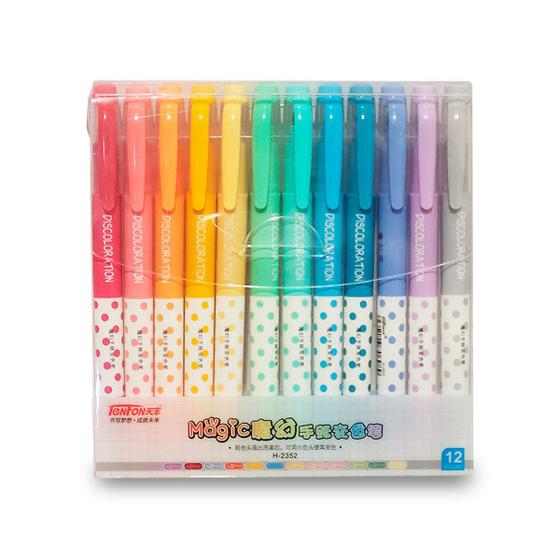 Marca texto MAGIC Que Muda De Cor 12 Cores - Tenfon - Caneta Marca ...