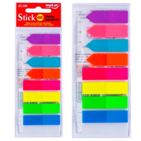 Marcador Adesivo Post-it Neon Semitransparente Com Régua - Molin ...
