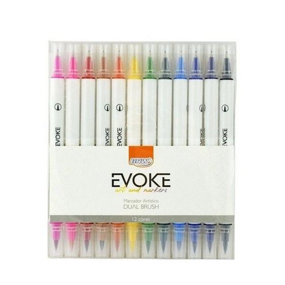 Marcador Artístico Evoke Dual Brush 12 cores - BRW - Caneta - Magazine ...