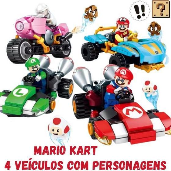 Mario Kart Blocos Montar Letsgo Kit 4 Bonecos E Carros Bros - LetS Go ...