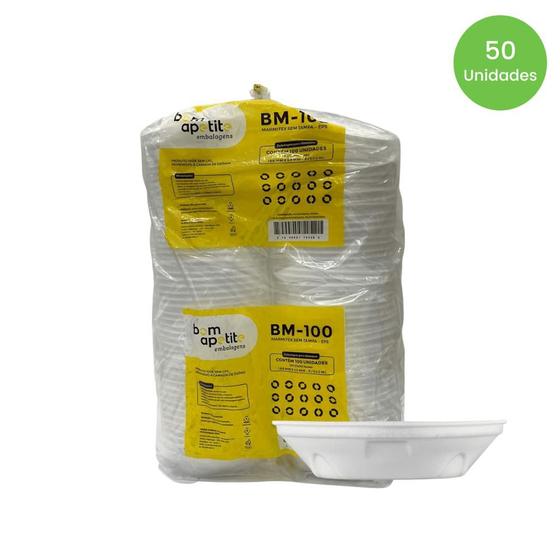 Marmitex de Isopor 500ml sem tampa Bom Apetite com 50 unidades ...