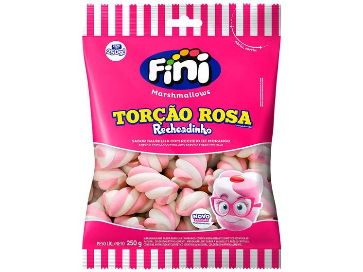 Marshmallow Recheado Fini Torção Rosa e Branco - Recheio de Morango ...