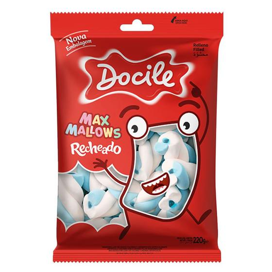Marshmallow Recheado Twist Azul e Branco Maxmallows 220g - Docile ...