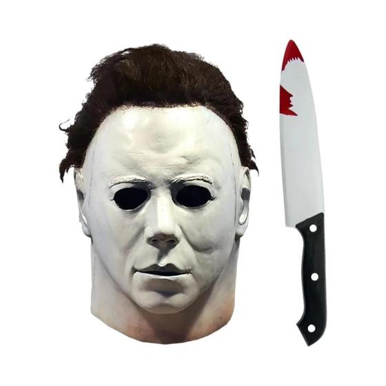 Máscara de Halloween Michael Myers - Látex Branco para Cosplay e Festa ...