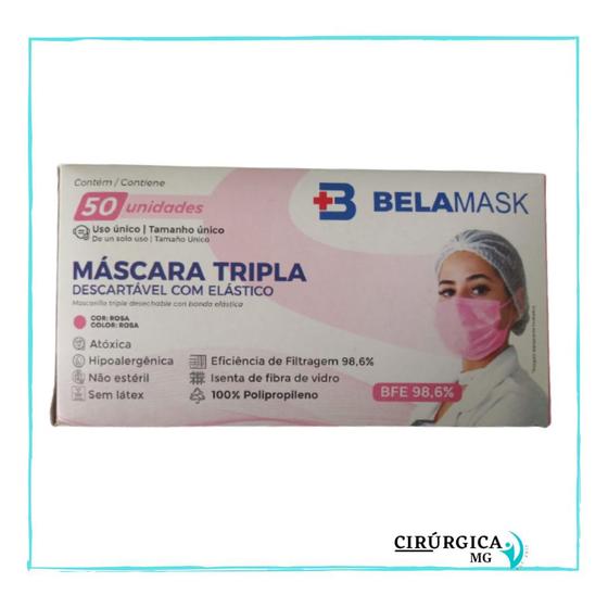 Máscara Descartável Cirúrgica Camada Tripla - Anvisa - Rosa - BELAMASK ...