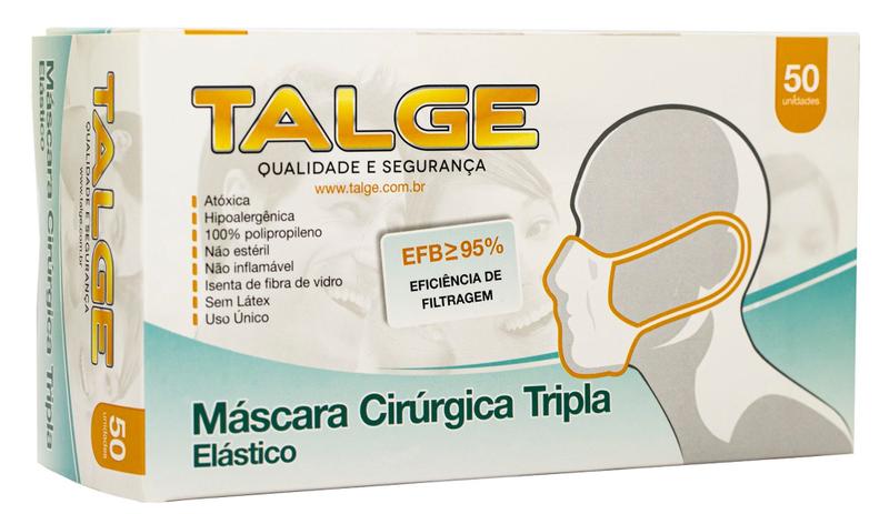 Máscara Descartável Tripla Proteção Branca marca Talge 500 Unidades ...