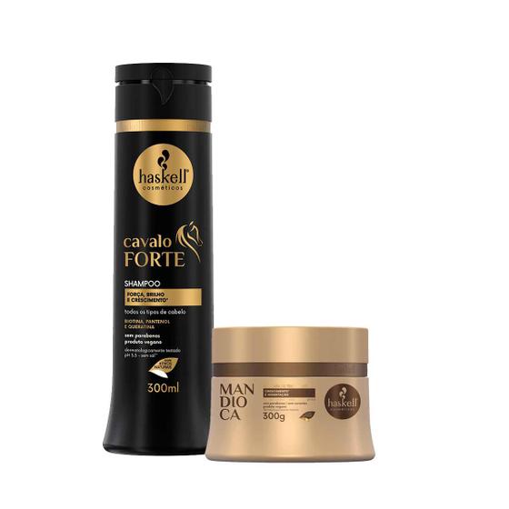 Mascara Haskell Mandioca 250g + Shampoo Cavalo Forte 300ml - Kit de Tratamento para Cabelos ...
