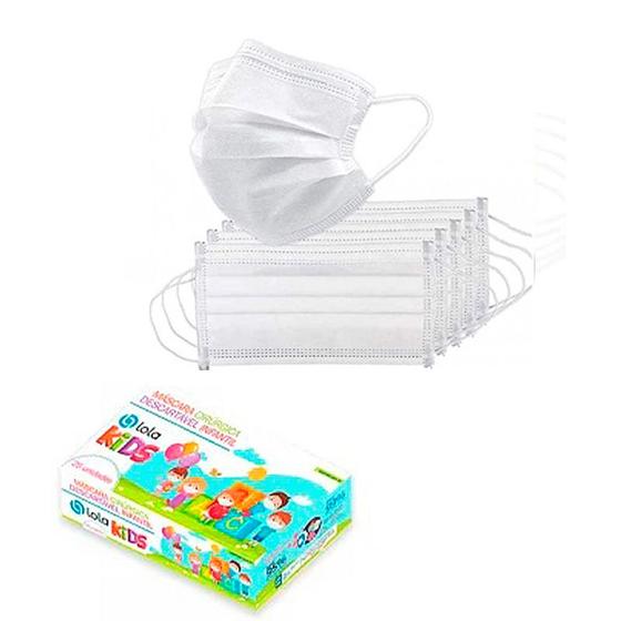 Máscara Infantil Tripla Descartável 25un Branca - lola - Máscara Facial ...