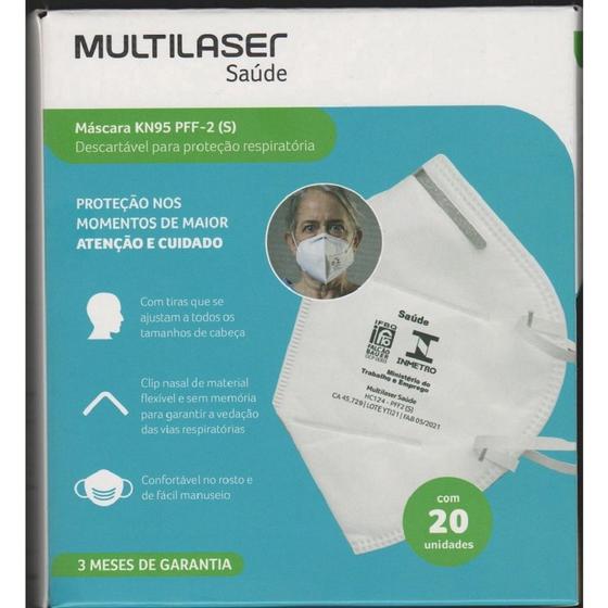 Máscara KN95 - 20 Unidade Multilaser Saúde - Máscara Facial Descartável ...