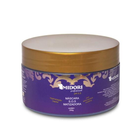 Máscara Matizadora SOS Midori - 250 Gr cabelos loiros grisalhos luzes ...