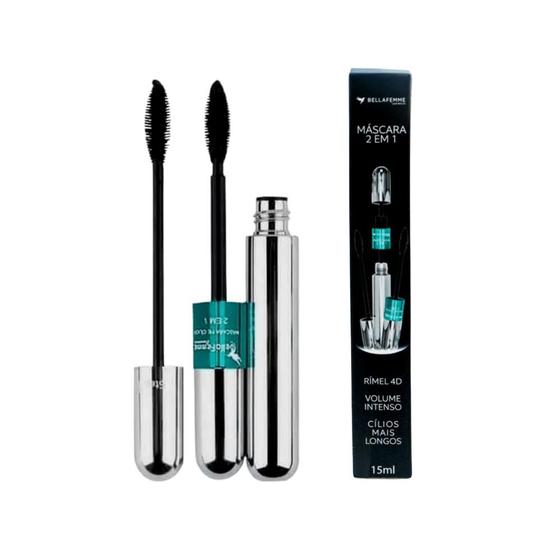 Máscara Para Cílios Bella Femme 2 Em 1 a Prova DÁgua 15ml Rímel 4D Preto - Máscara e Rímel para ...
