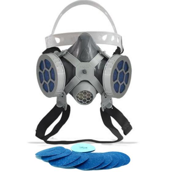 Mascara Protetor Facial pff2 2 filtros para pintura + 10 filtros pff2 ...