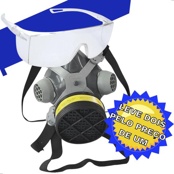 Máscara Respirador Facial Para Proteção Química Gases VOGA Com 1 Filtro ...