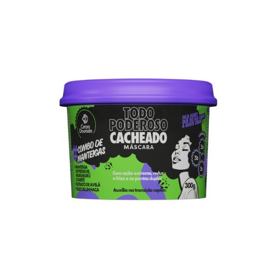 Máscara Todo Poderoso Cacheado Corpo Dourado 300g Hidratação, Nutrição ...