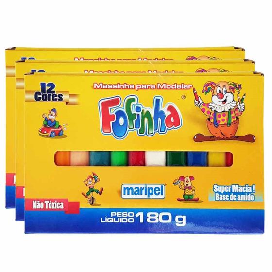 Massa de Modelar 12 Cores Fofinha Maripel 12 Unidades - Massinha ...