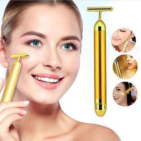 Massageador Facial Elétrico Gold 24k Harmonização Anti-rugas - central ...