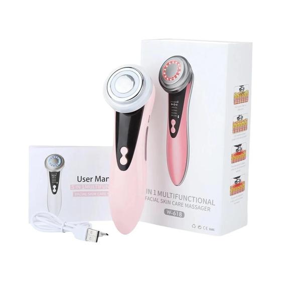 Massageador Facial Galvânico Anti-Idade 5 Em 1 Com Terapia De Luz Para Rejuvenescimento E ...