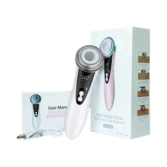 Massageador Facial Galvânico Anti-Idade 5 Em 1 Com Terapia De Luz Para Rejuvenescimento E ...