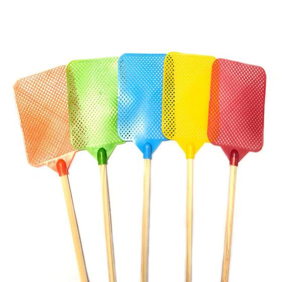 Mata Mosca Mosquito De Plástico C/Cabo De Madeira Kit 12 Un - Pif Paf ...