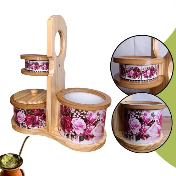 Mateira Em Maderia Com Porta Termica, Cuia E Erva Mate Cor Marfim ...