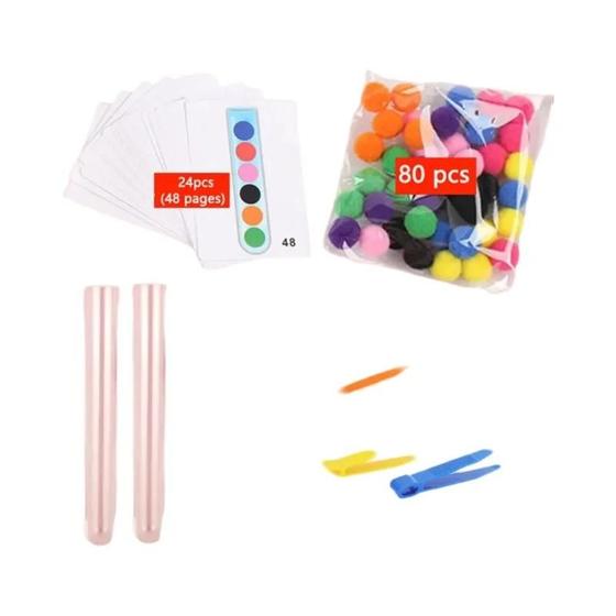 Matemática Pré-escolar Aprendizagem STEM Contando Pompons Com Cartões ...