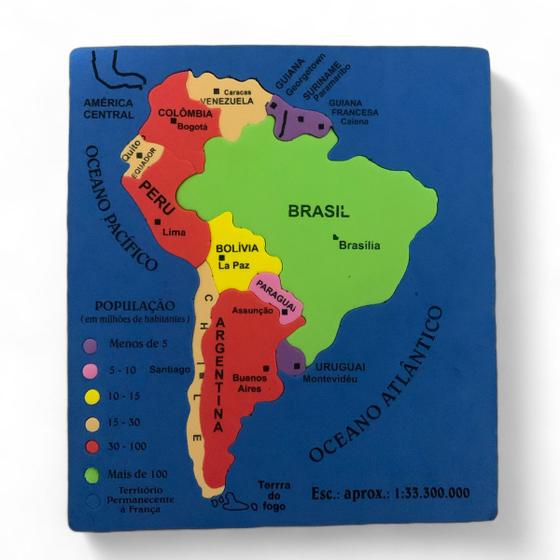 Material Didático EVA Mapa da América do Sul 19 peças - Evamax - Letras ...