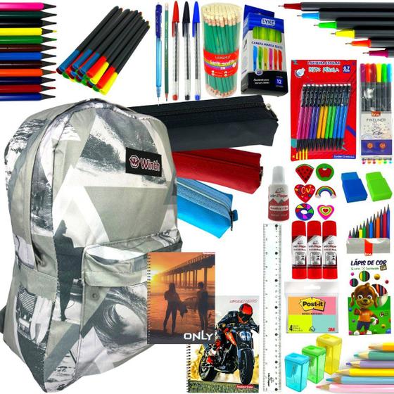 Material Escolar Kit Completo Ensino Fundamental Médio Facul COR SURF - IMP - Material Escolar ...