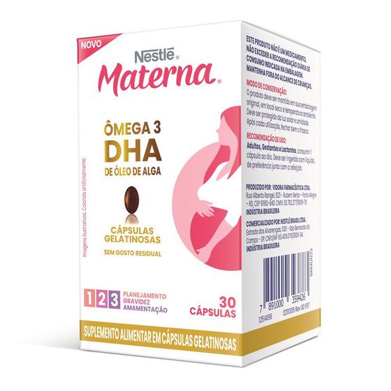 Materna Nestlé Ômega 3 DHA de Óleo de Alga Suplemento Adulto 30 ...