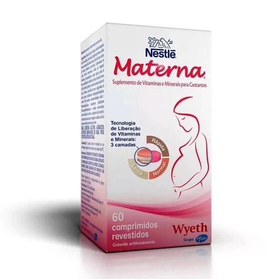 Materna Suplemento Alimentar - 60 Comprimidos Revestidos - Nestle ...