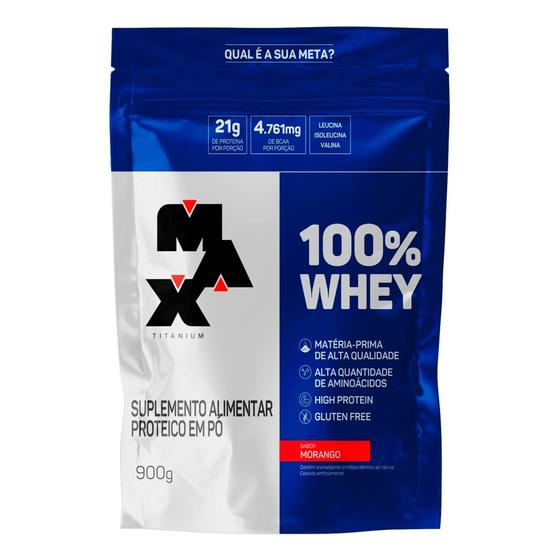 Max Titanium Whey Protein 100% Pó 900g Suplemento Proteico Para Força e Desempenho - Star ...