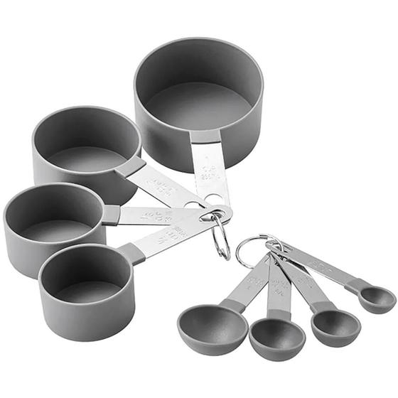 Medidor Culinário Inox Colher Copo Xícara Cozinha Cinza 8Pçs - Nilos ...