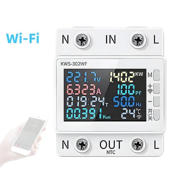 Medidor De Energia Inteligente WiFi 8 Em 1 2P Multifuncional AC Medidor ...
