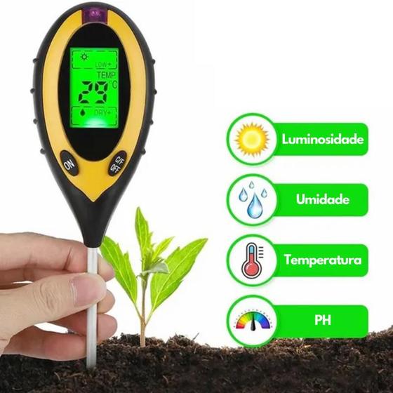 Medidor Digital PH Solo Terra Água Aparelho Portátil Temperatura Luz ...