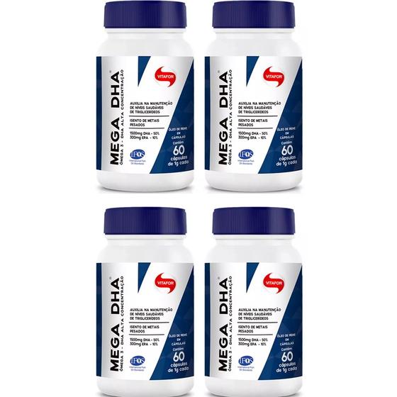 Mega DHA 1500mg Dha/300mg Epa - 4x 60 cápsulas - Vitafor - Banho e Tosa - Magazine Luiza