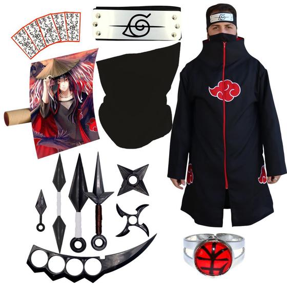 Mega Kit Itachi c/ Manto Akatsuki + 11 Itens Cosplay Anime - Point ...