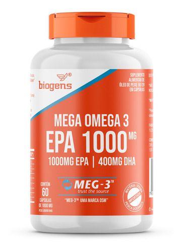 Mega Omega 3 Meg-3, Epa 1000mg - Dha 400mg, 60 Cps, Biogens - Ômega 3 ...