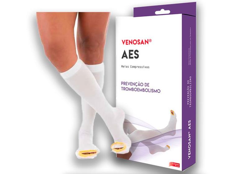Meia 3/4 Anti Trombo Compressao Pré e Pós Cir. 18mmhg Venosan AES AD Pé ...