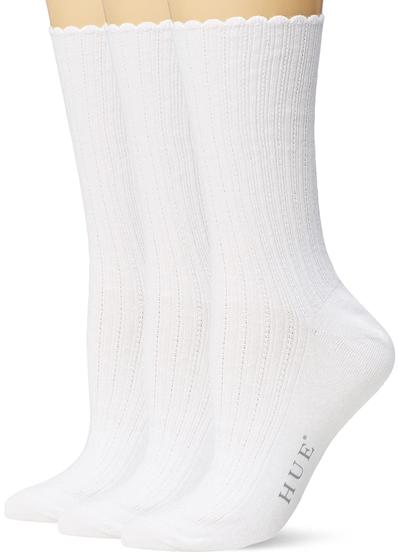 Meias Femininas HUE Scalloped Pointelle Crew - Pacote com 3 Pares ...