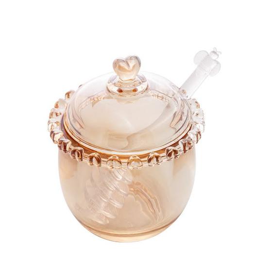 Meleira pote porta mel de vidro ambar grande com dosador - Casa Hera ...