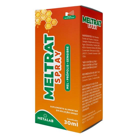 Meltrat spray 30ml mel própolis gengibre para dor de garganta - Metalab - Composto de Mel ...