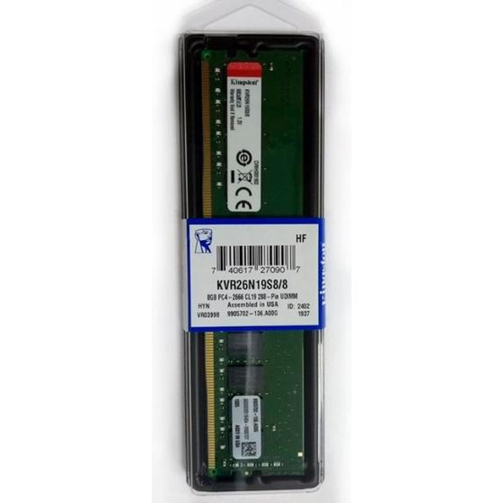 Memória Kingston 8GB, 2666MHz, DDR4, CL19 - KVR26N19S8/8 - Memória RAM - Magazine Luiza