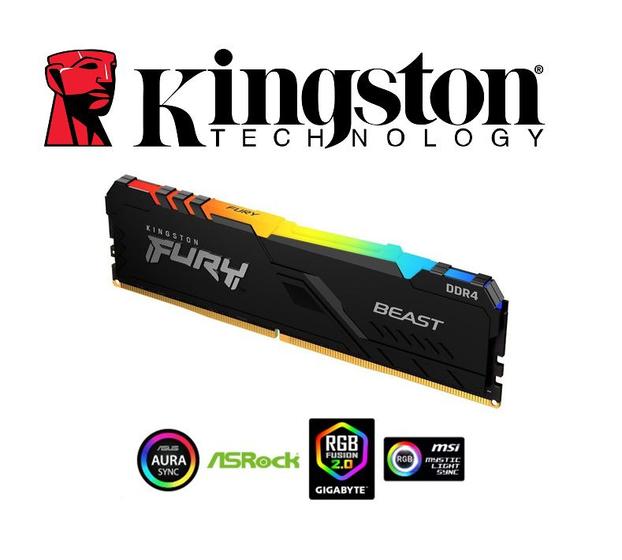 Memória Ram de 8GB DIMM DDR4 3200Mhz FURY Beast RGB 1,35V CL16 1Rx8 288 pinos para desktop ...