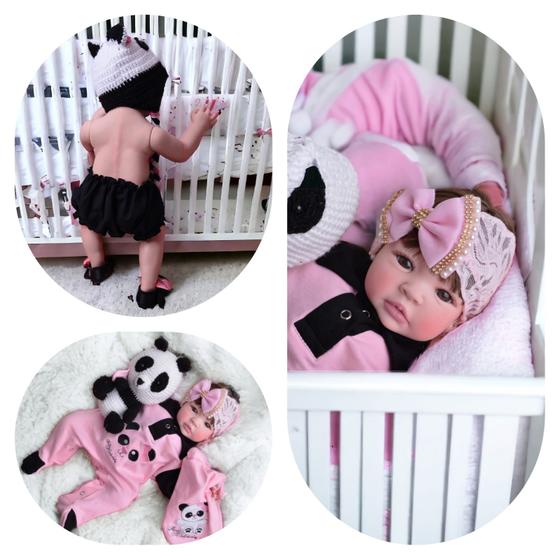 Menina Bebe Reborn Boneca Pandinha Castanha Menina Criança - Fada ...