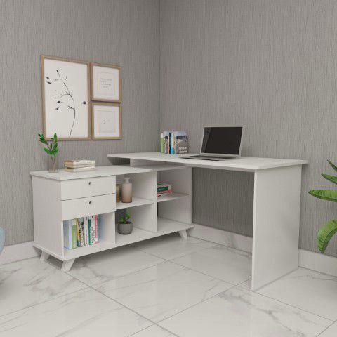 Mesa Angular para Escritório Gold Artany Branco - Mesas para Escritório - Magazine Luiza